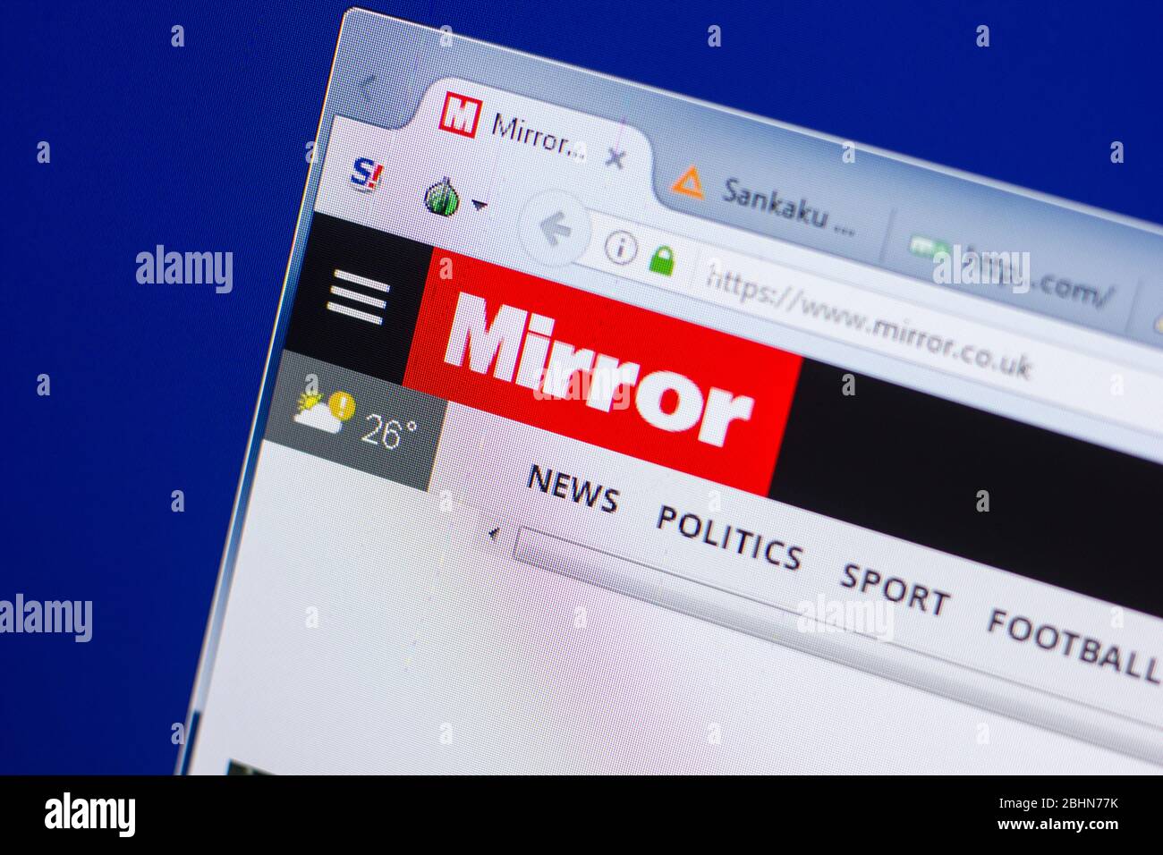 Ryazan, Russia - May 13, 2018: Mirror website on the display of PC, url ...