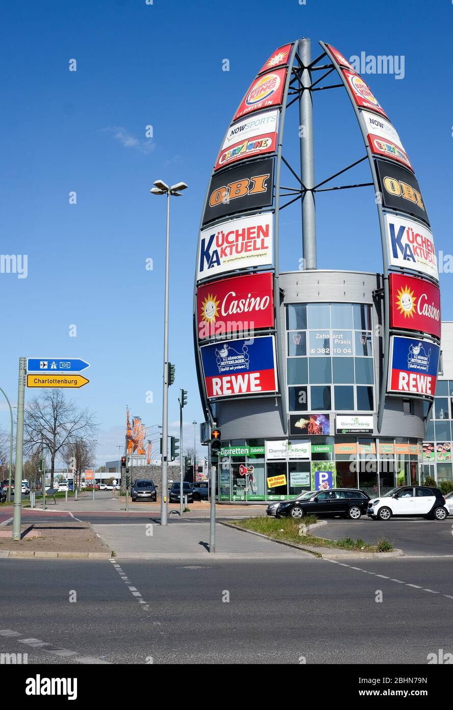 Berlin, Germany. 09th Apr, 2020. An advertising exhibitor stands at the ...