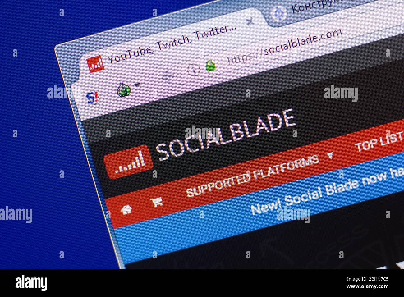 Ryazan, Russia - May 13, 2018: SocialBlade website on the display of PC ...