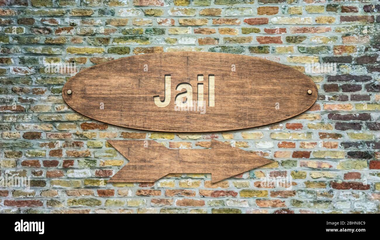Street Sign the Direction Way to Jail Stock Photo - Alamy