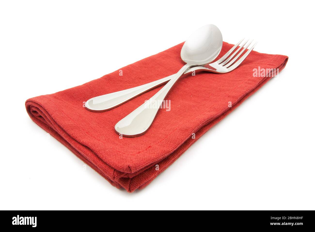 photo silverware fork napkin isolated on white Stock Photo - Alamy