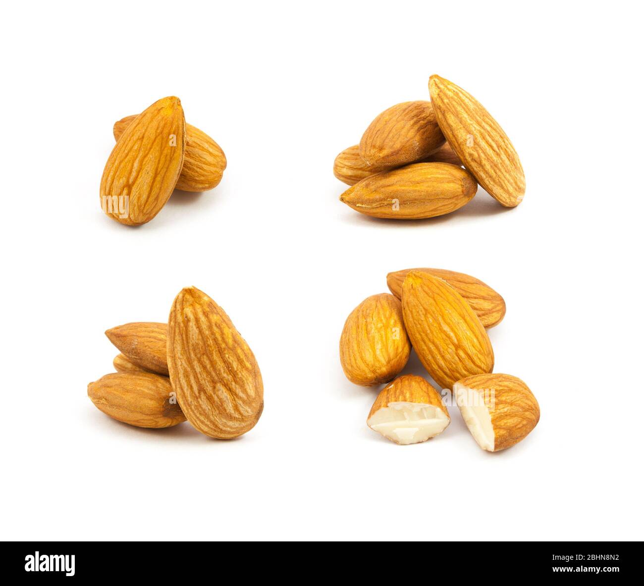 Beautiful collection group of almonds isolated on white Stock Photo - Alamy
