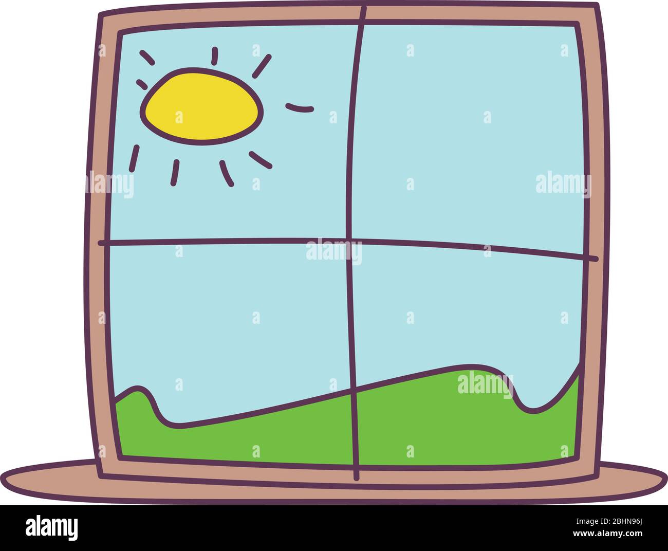 window with landscape view on white background vector illustration ...