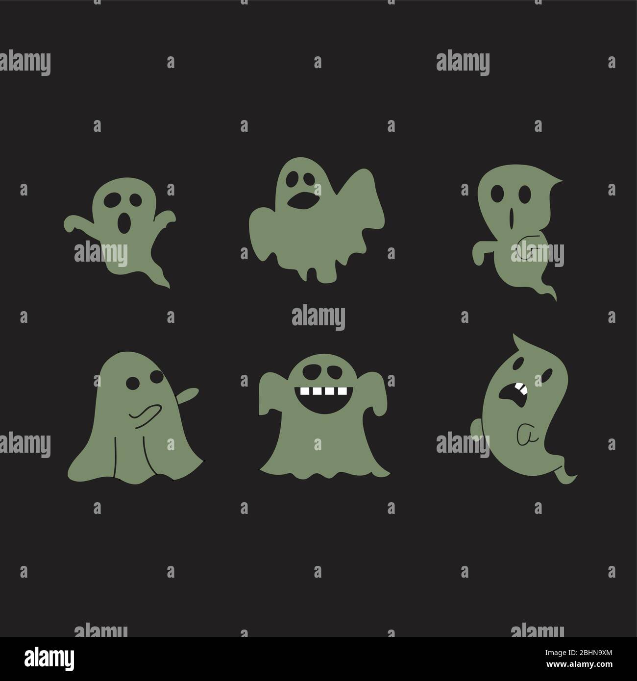 Halloween Character Poses Little Ghost Stock Vector Image & Art - Alamy