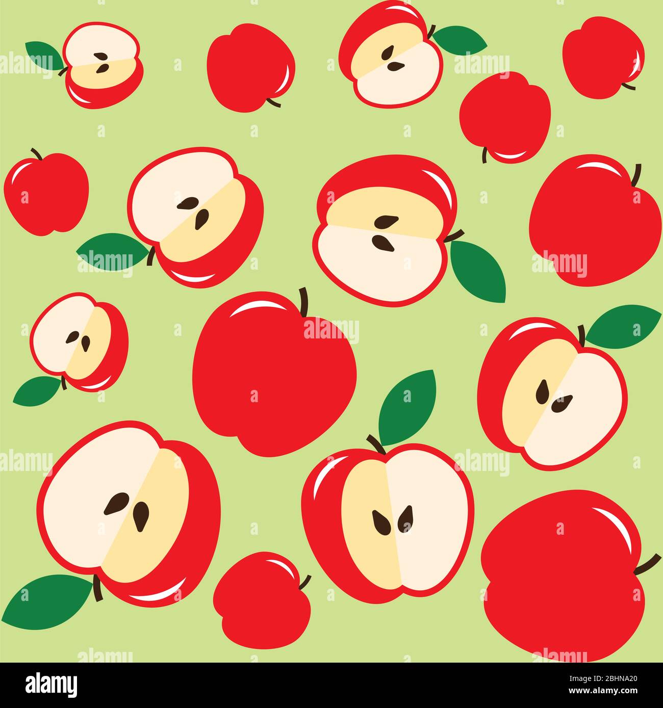 Red apples and core on light seamless background Stock Vector Image ...