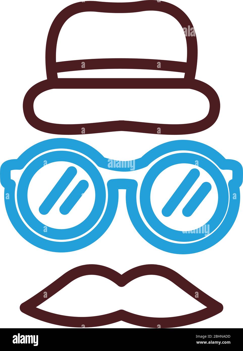 dad mustache with eyeglasses and tophat line style icon Stock Vector ...