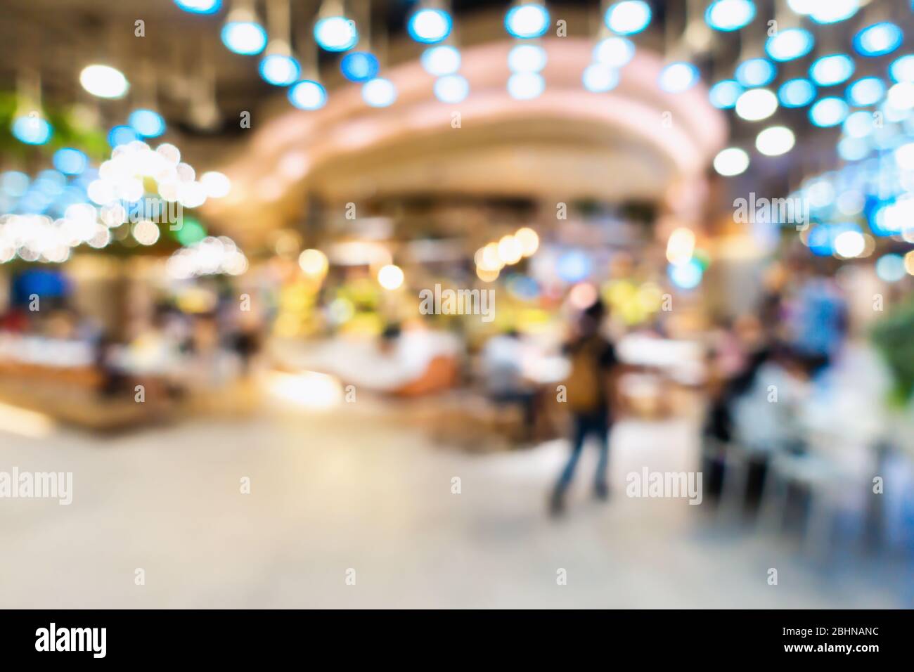 Abstract Blurred Food Court in Department Store, Defocused Blur Table ...