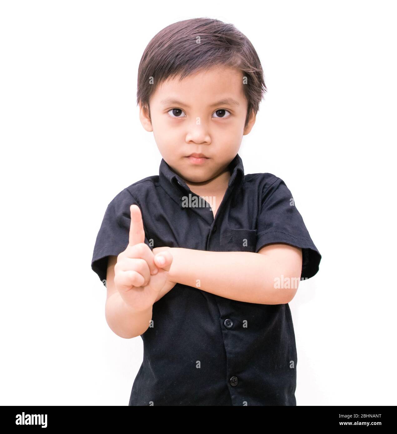 kid asia boy showing the number one with hand Stock Photo - Alamy