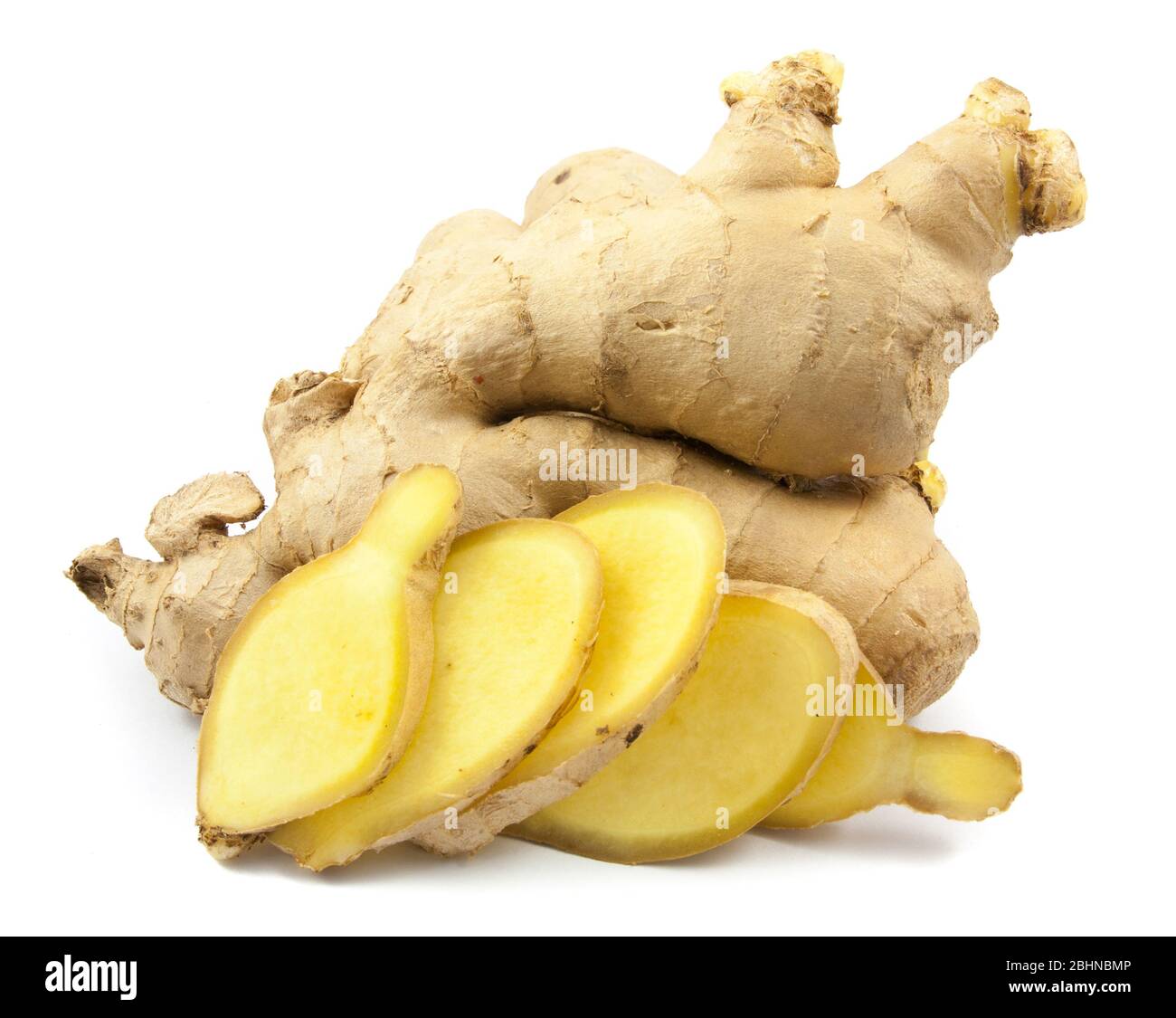 fresh ginger slide on white background Stock Photo - Alamy