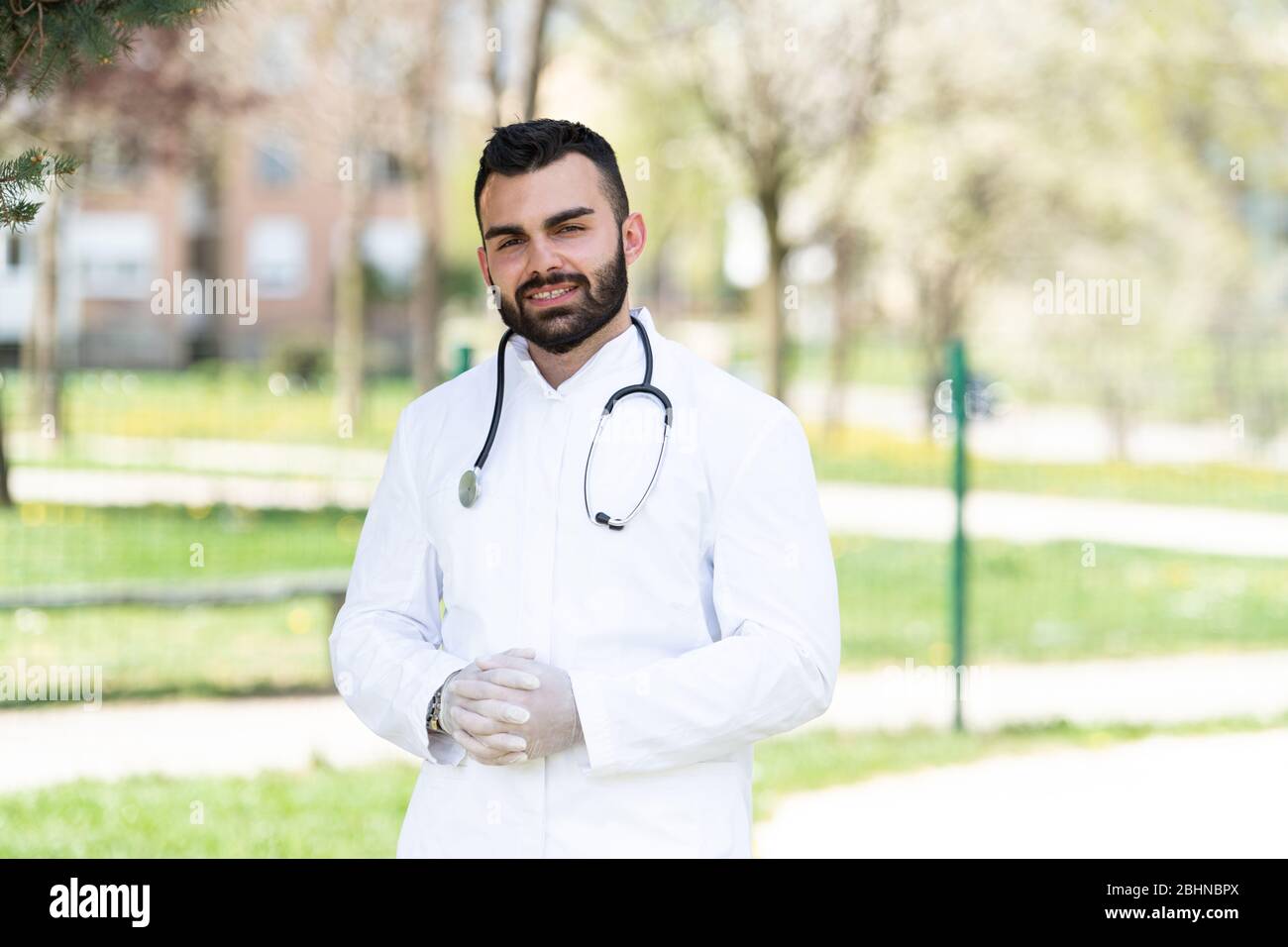 Portrait of a Tired Exhausted Male Caucasian Doctor With No Mask in ...