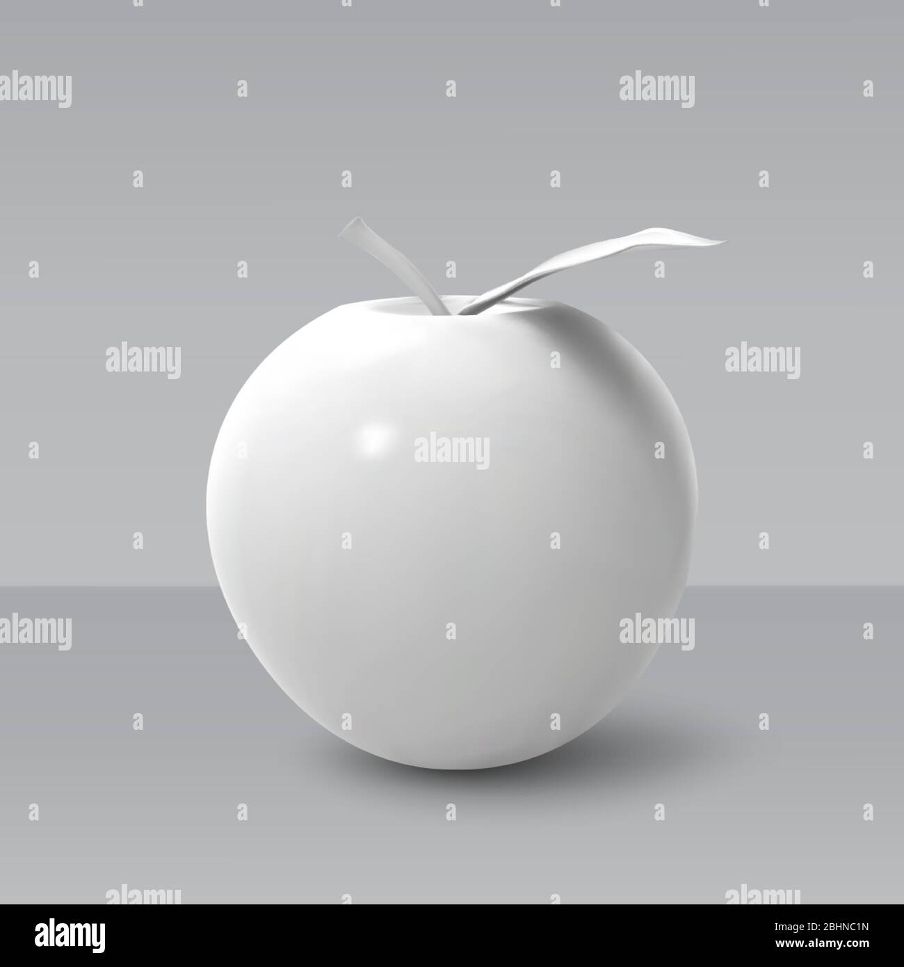 Realistic white apple isolated on grey background. 3D template for ...