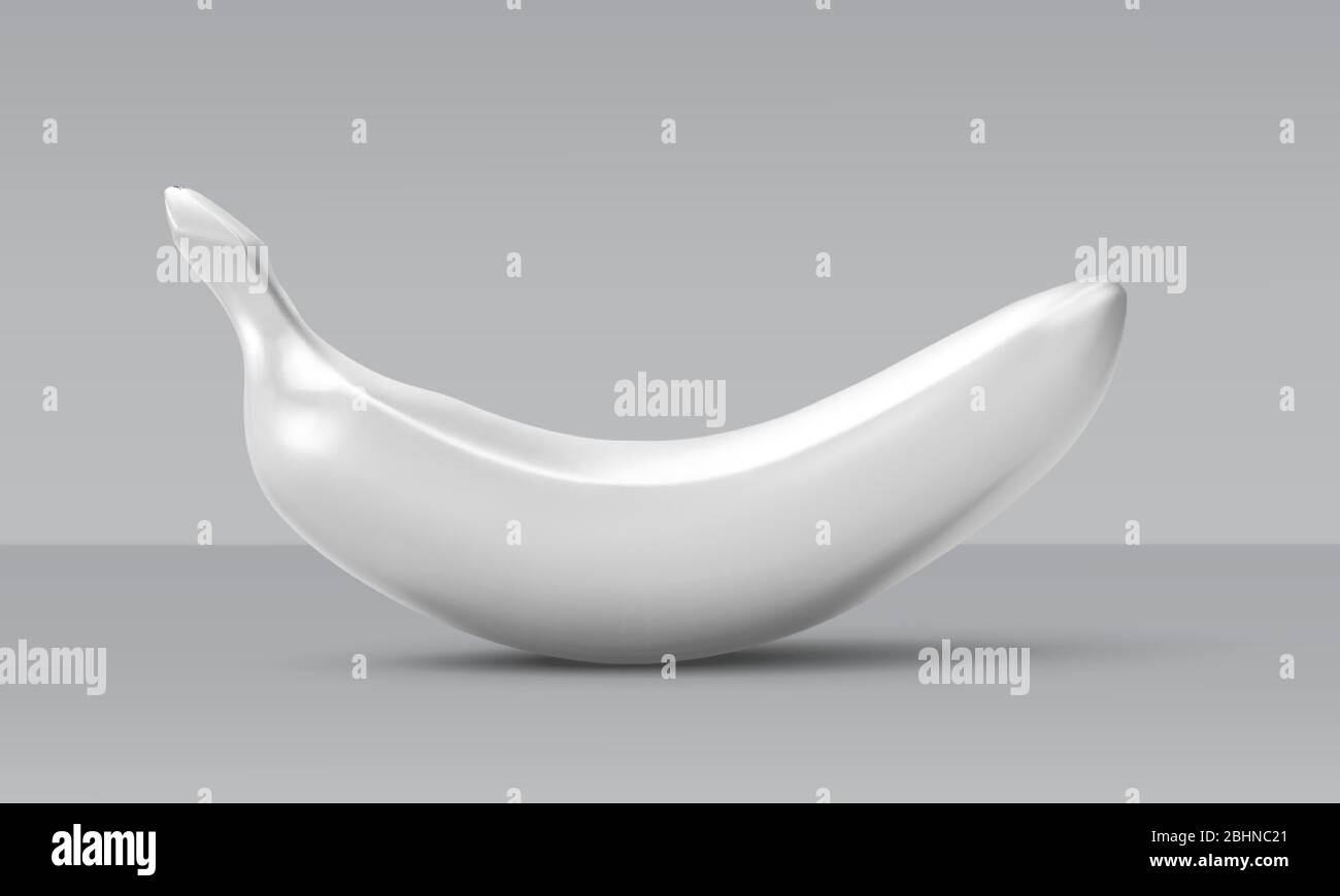 Realistic white banana isolated on grey background. 3D template for ...