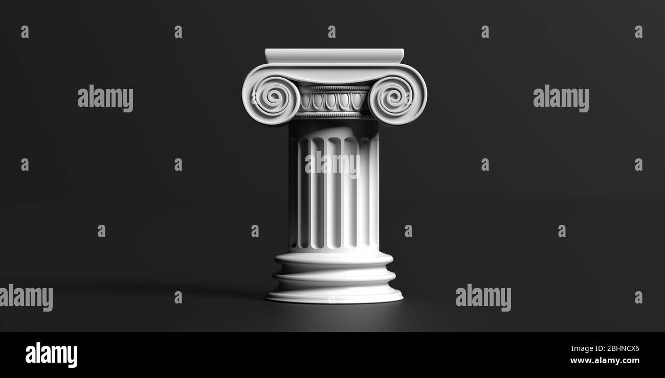 Pillar column ancient greek white color stone marble, ionic style ...