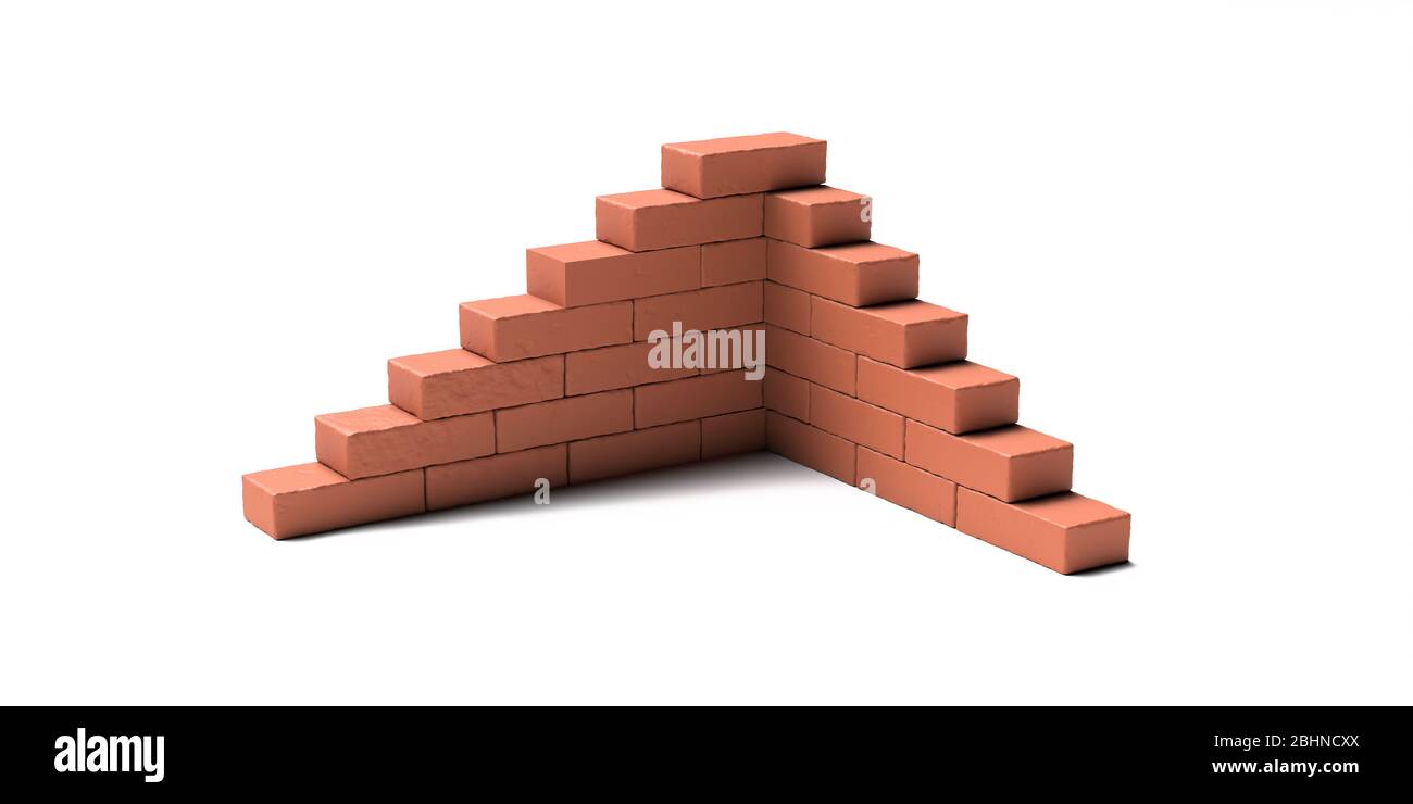 Brickwall corner construction. Part of brickwork with new industrial ...