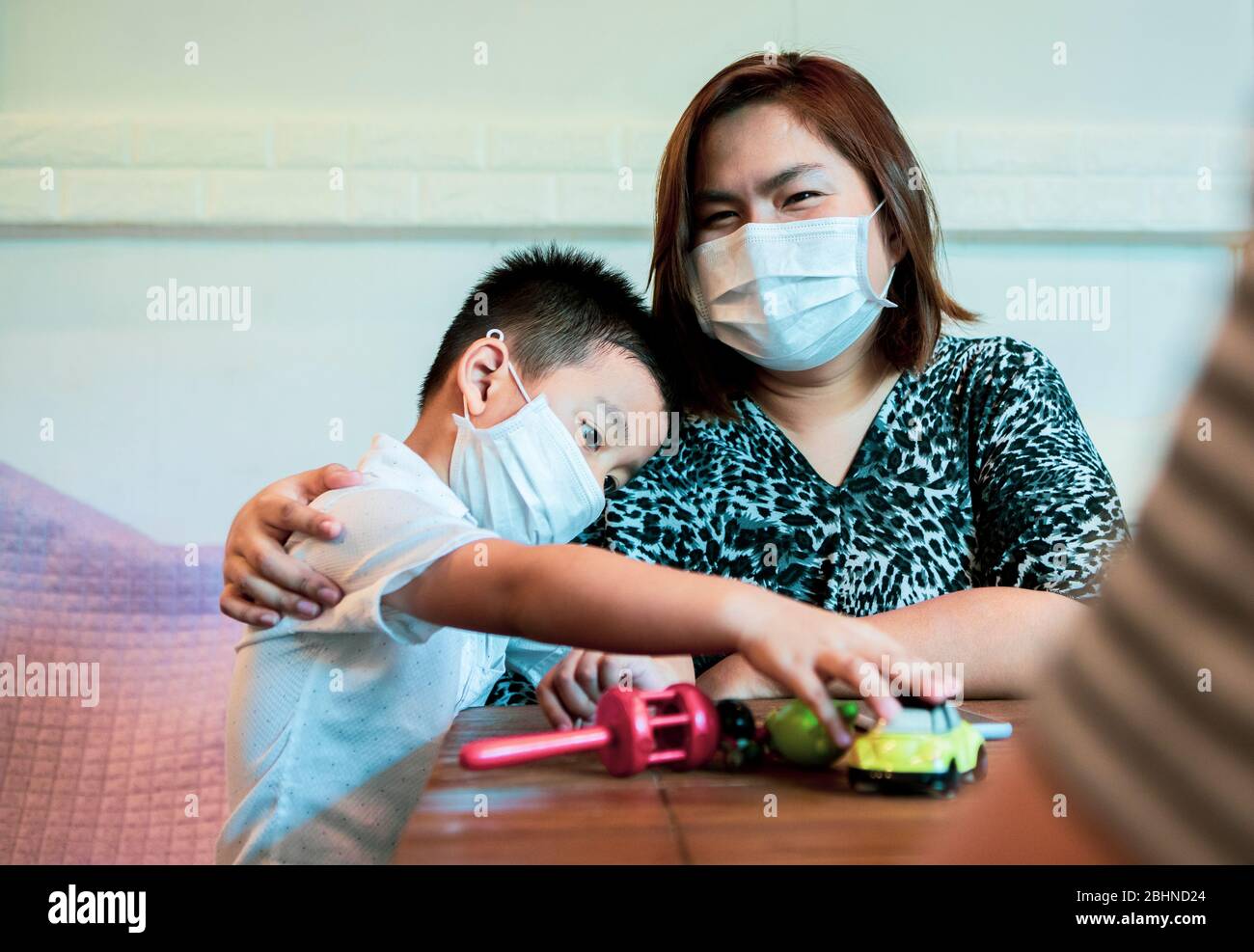 asian family quarantine at home while corona virus ,covid-19 infected ...