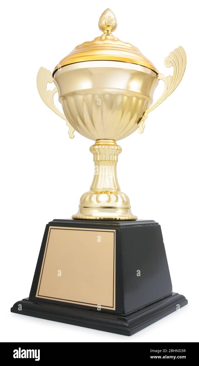 golden trophy isolated on white background Stock Photo - Alamy