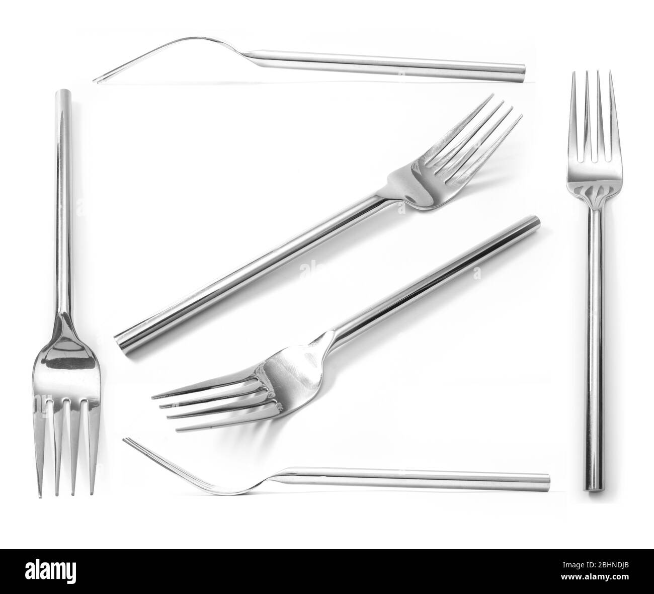 beautiful collection fork Stainless steel isolated over the white ...