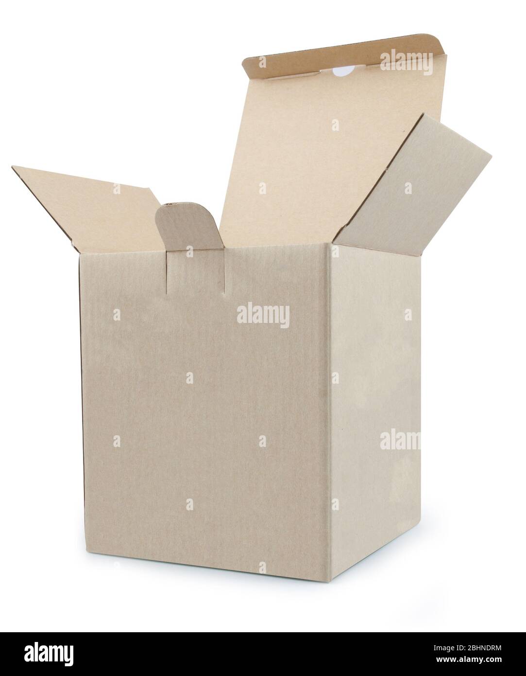 closed open cardboard box taped up and isolated on a white background ...
