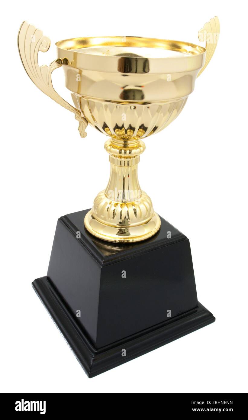 golden trophy isolated on white background Stock Photo - Alamy