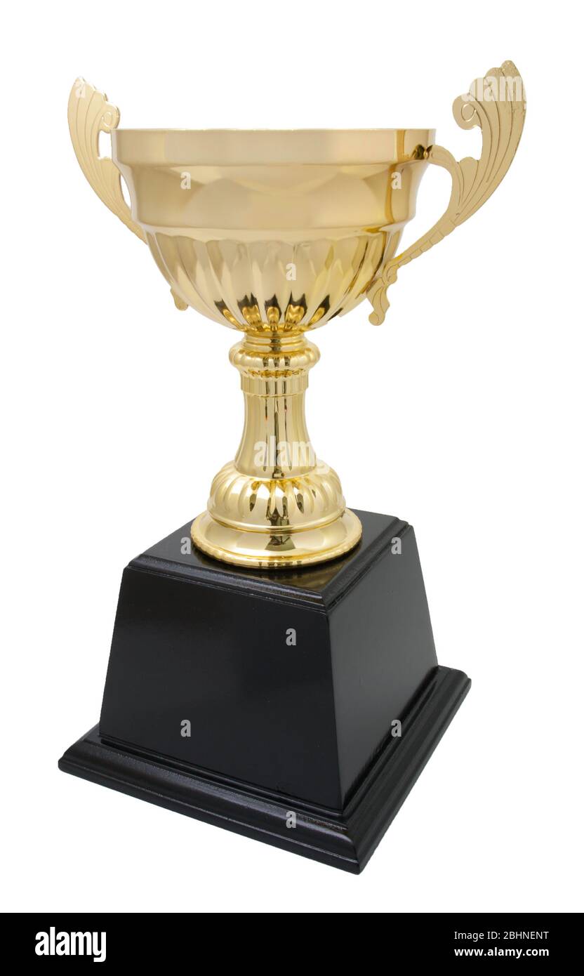 golden trophy isolated on white background Stock Photo - Alamy