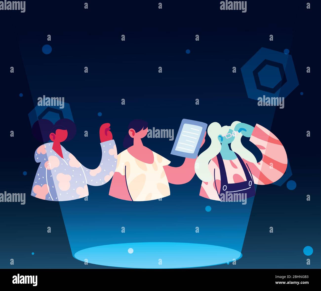 women sharing work methods online vector illustration design Stock ...