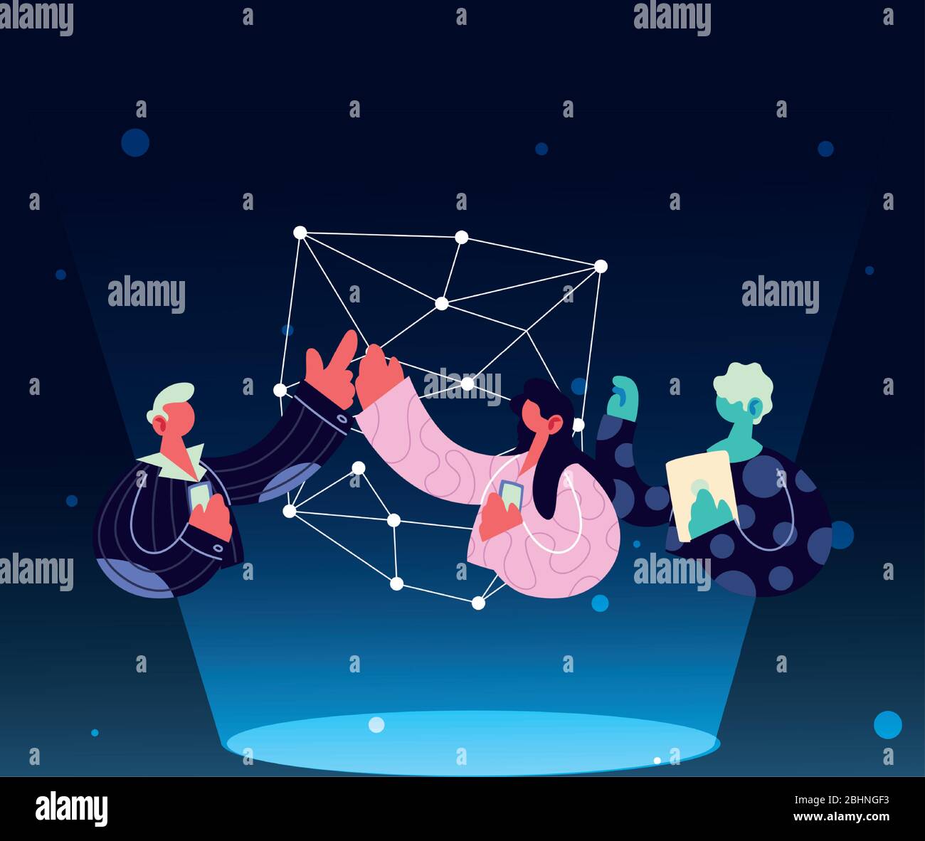 people sharing work methods online vector illustration design Stock ...