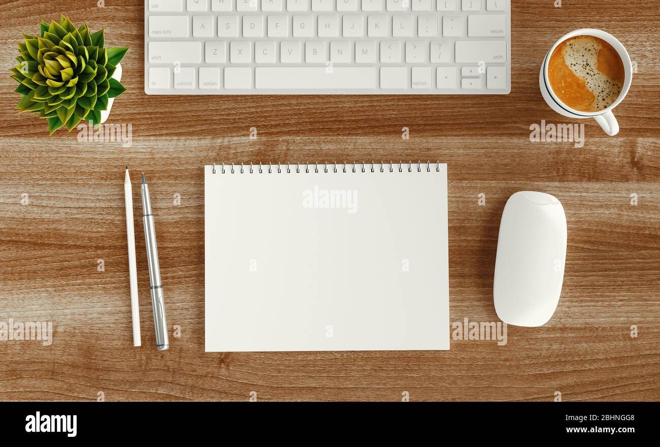 Minimal work space - Creative flat lay photo of workspace desk. Top ...