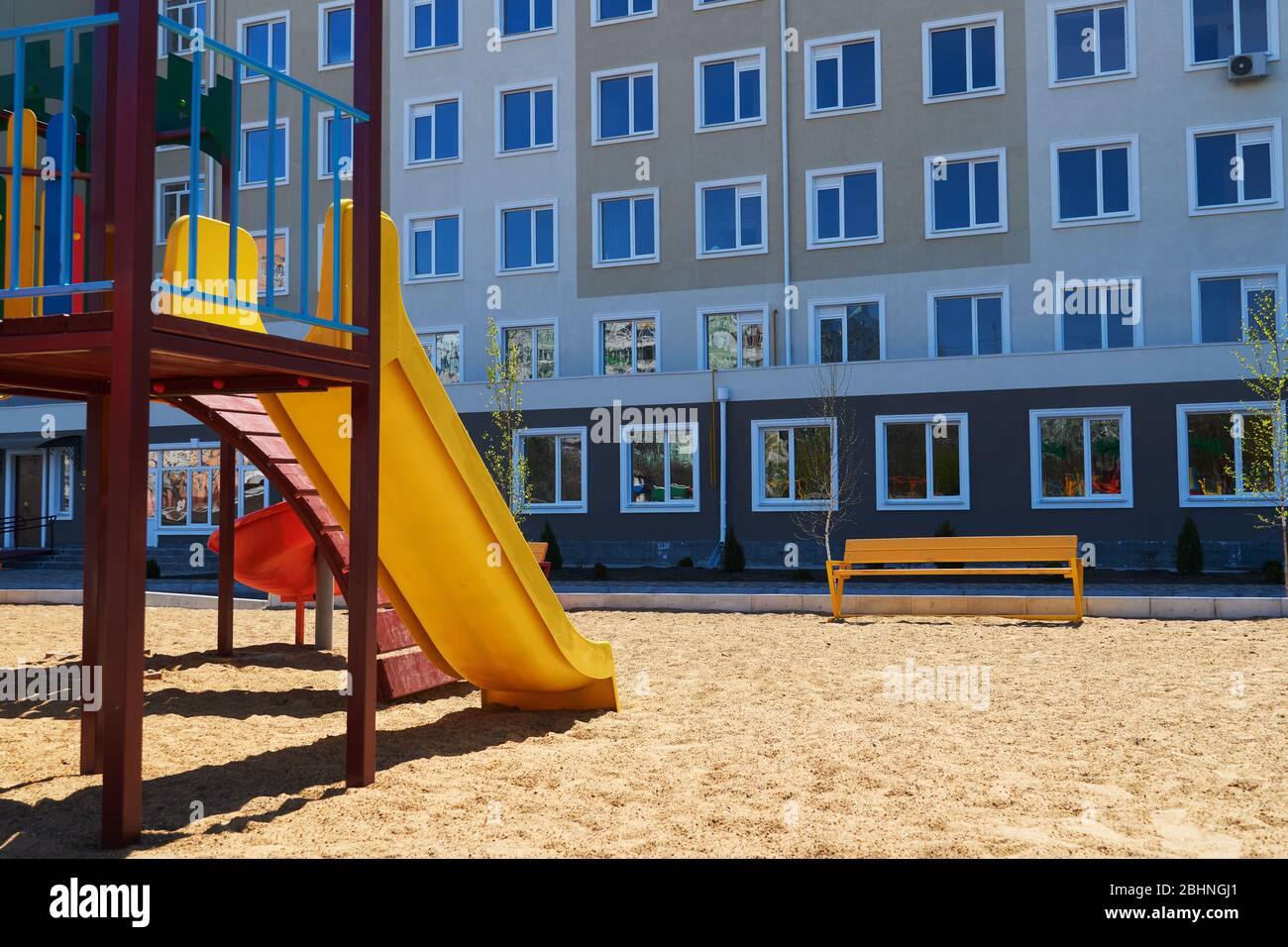 Urban residential infrastructure without people - children's playground ...