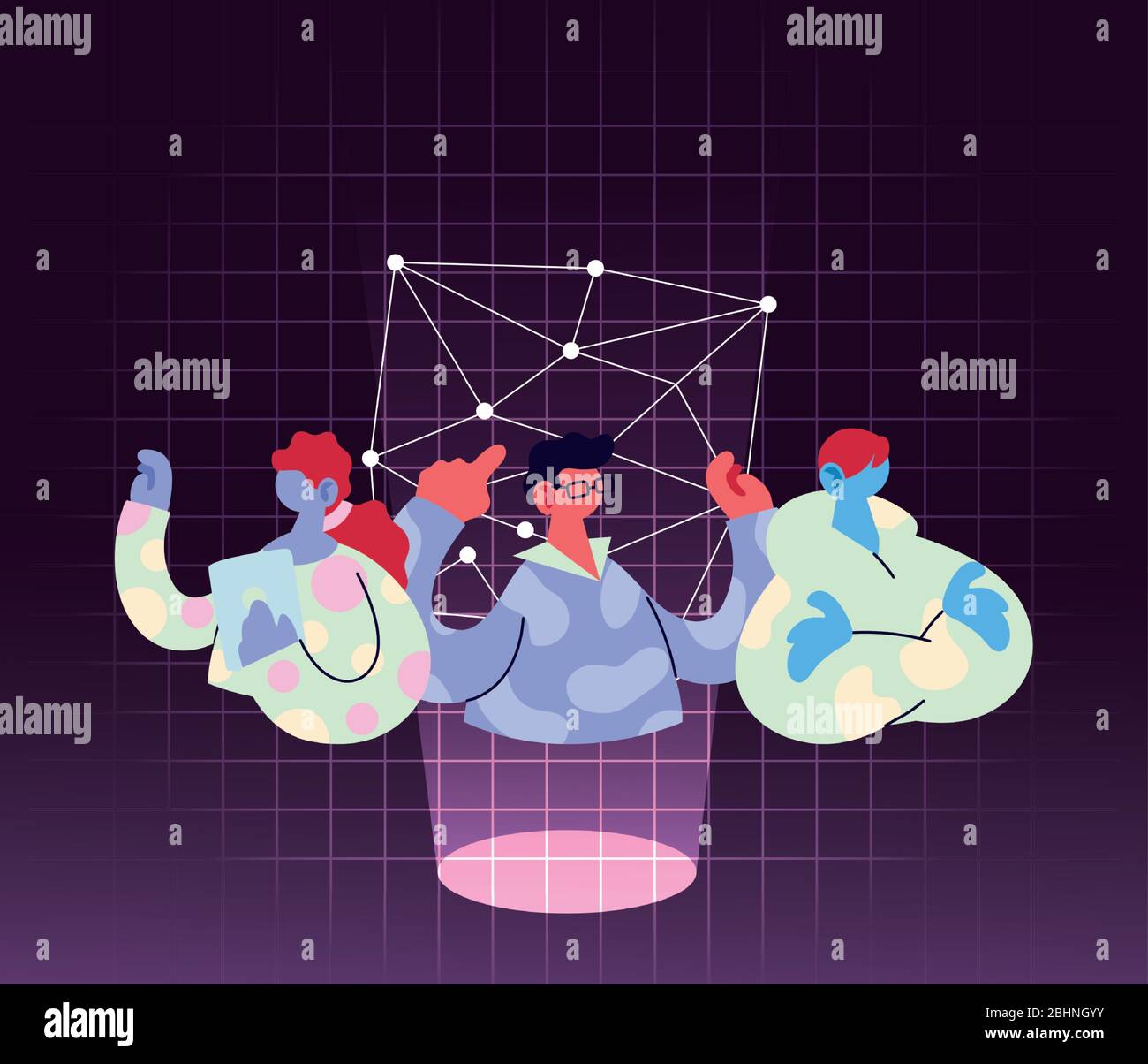 Communication methods vector illustration with team referral marketing ...