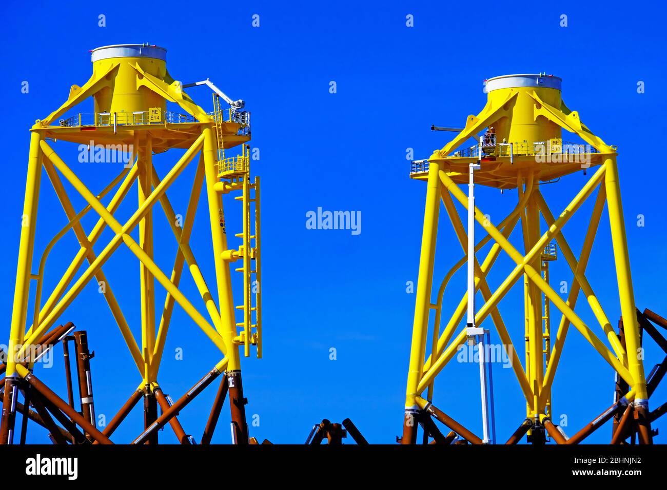 2 Wind turbines manufacturing finishing off and painting before ...