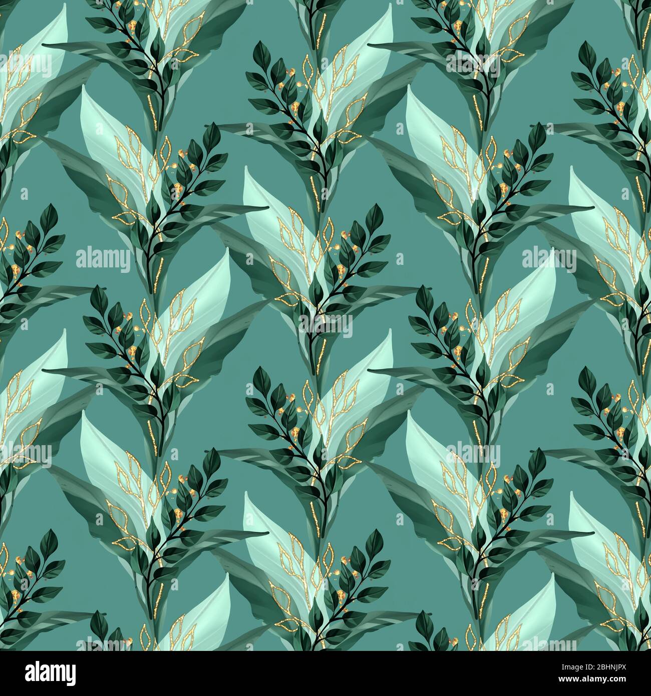 Seamless leaves pattern Stock Photo - Alamy