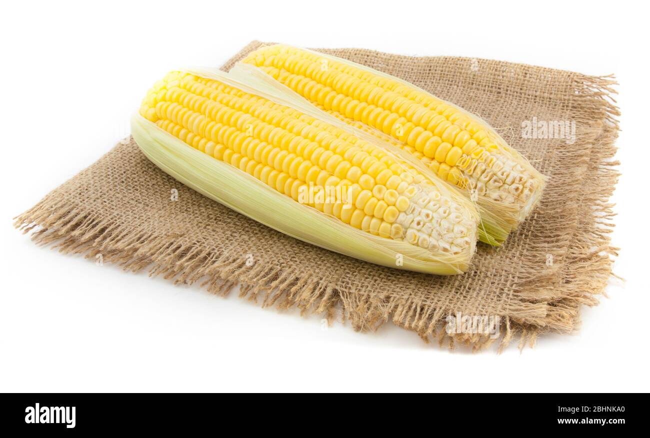 two corn on sack background Stock Photo - Alamy