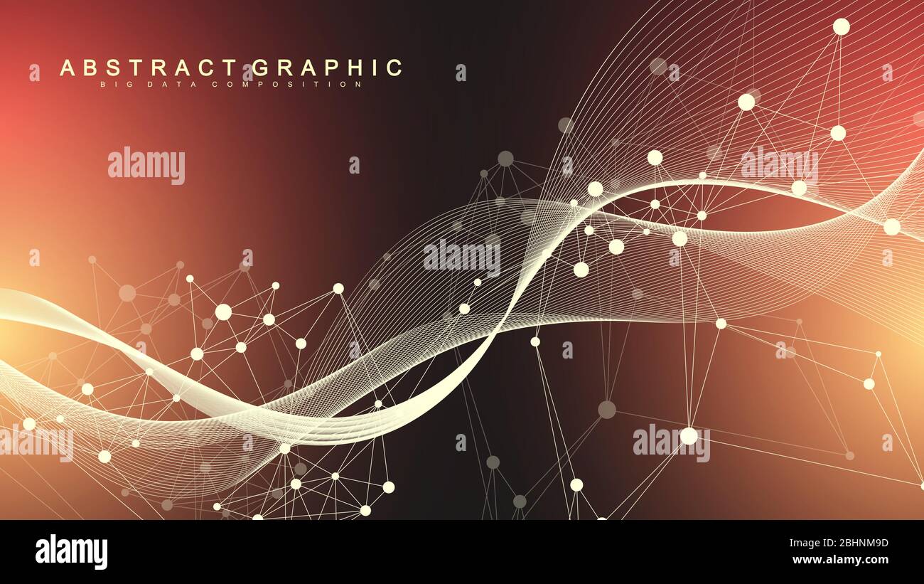 Geometric abstract background with connected line and dots. Network and connection background ...