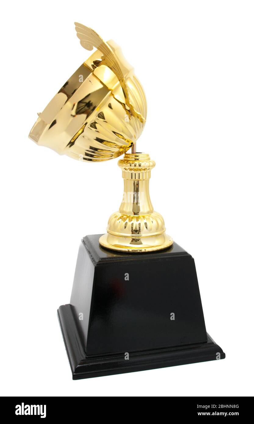 golden trophy crash isolated on white background Stock Photo - Alamy