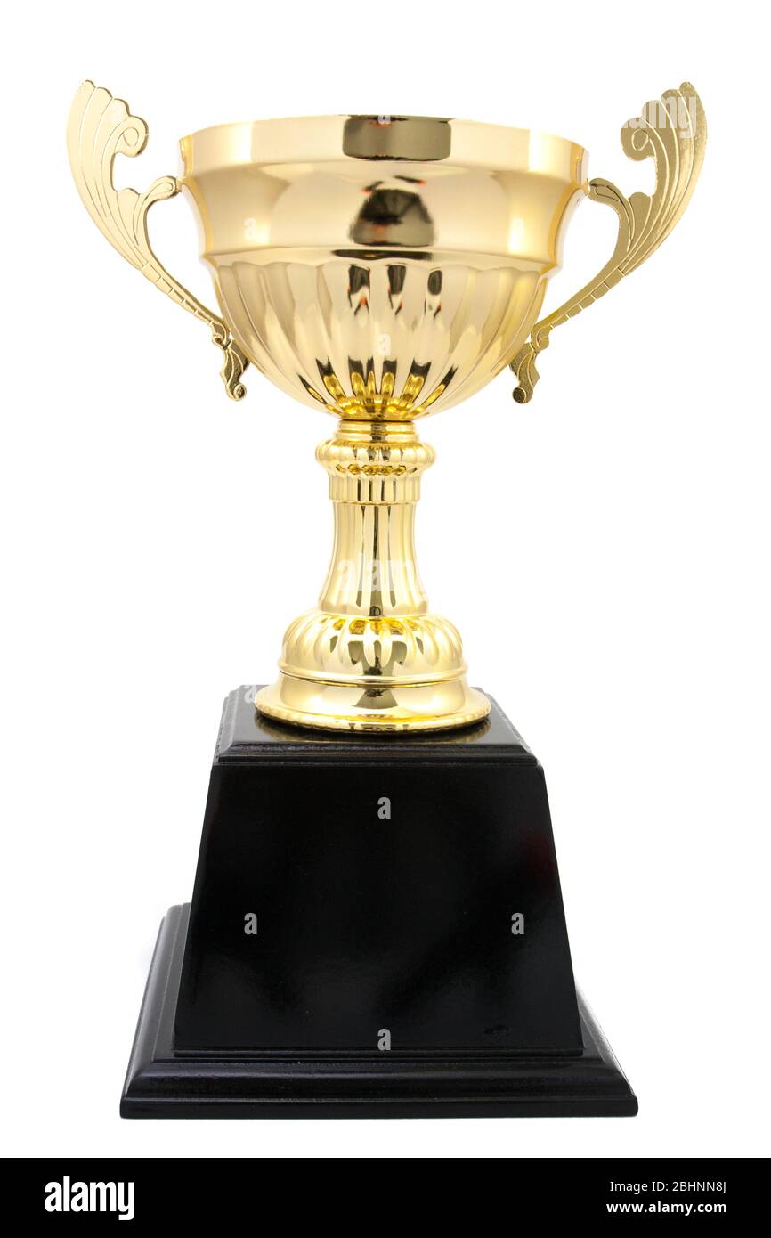 golden trophy isolated on white background Stock Photo - Alamy