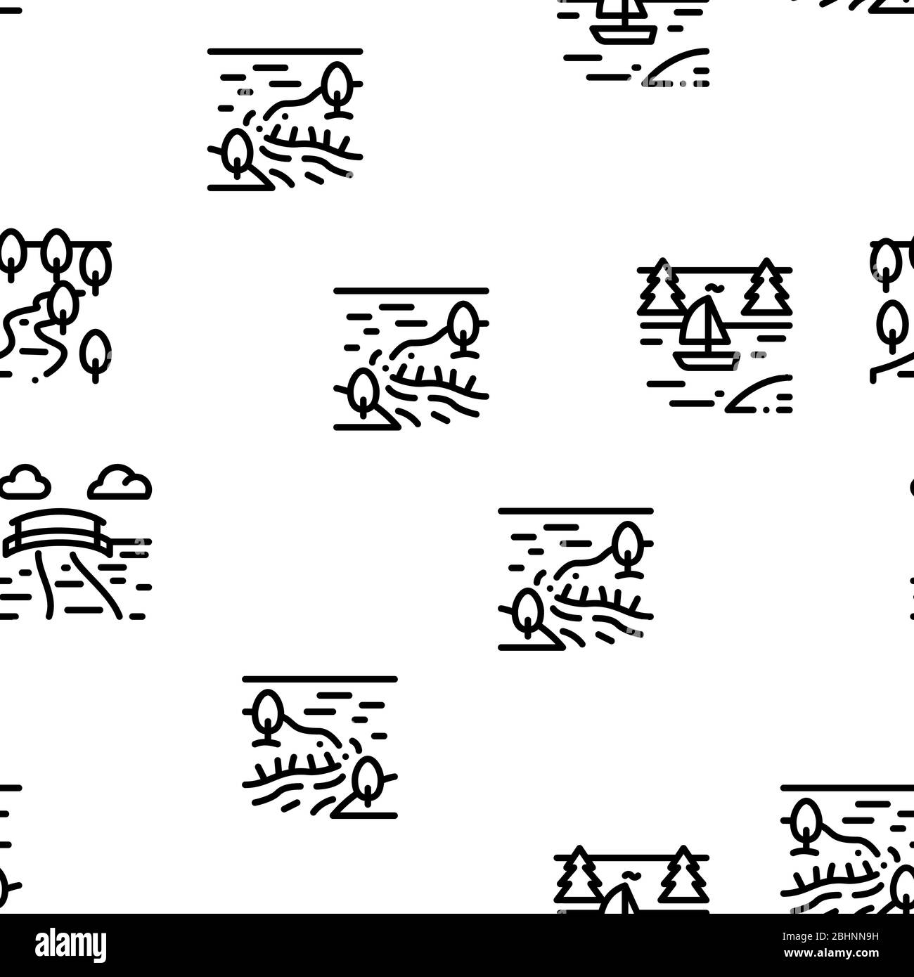 River Landscape Seamless Pattern Vector Stock Vector Image & Art - Alamy