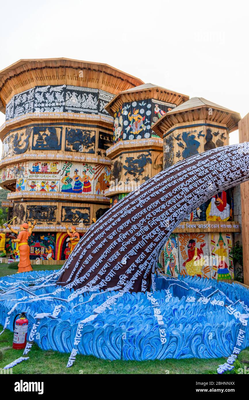 Picture of decorated Durga Puja pandal, Durga Puja is biggest religious ...