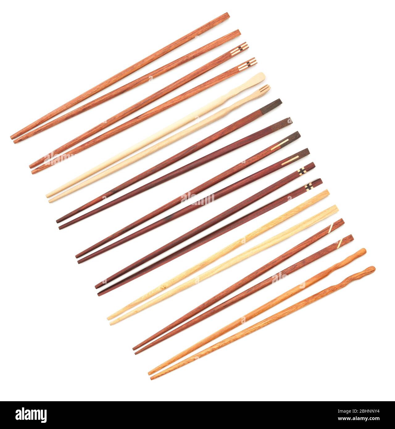 beautiful collection wooden chopsticks isolated on white background ...
