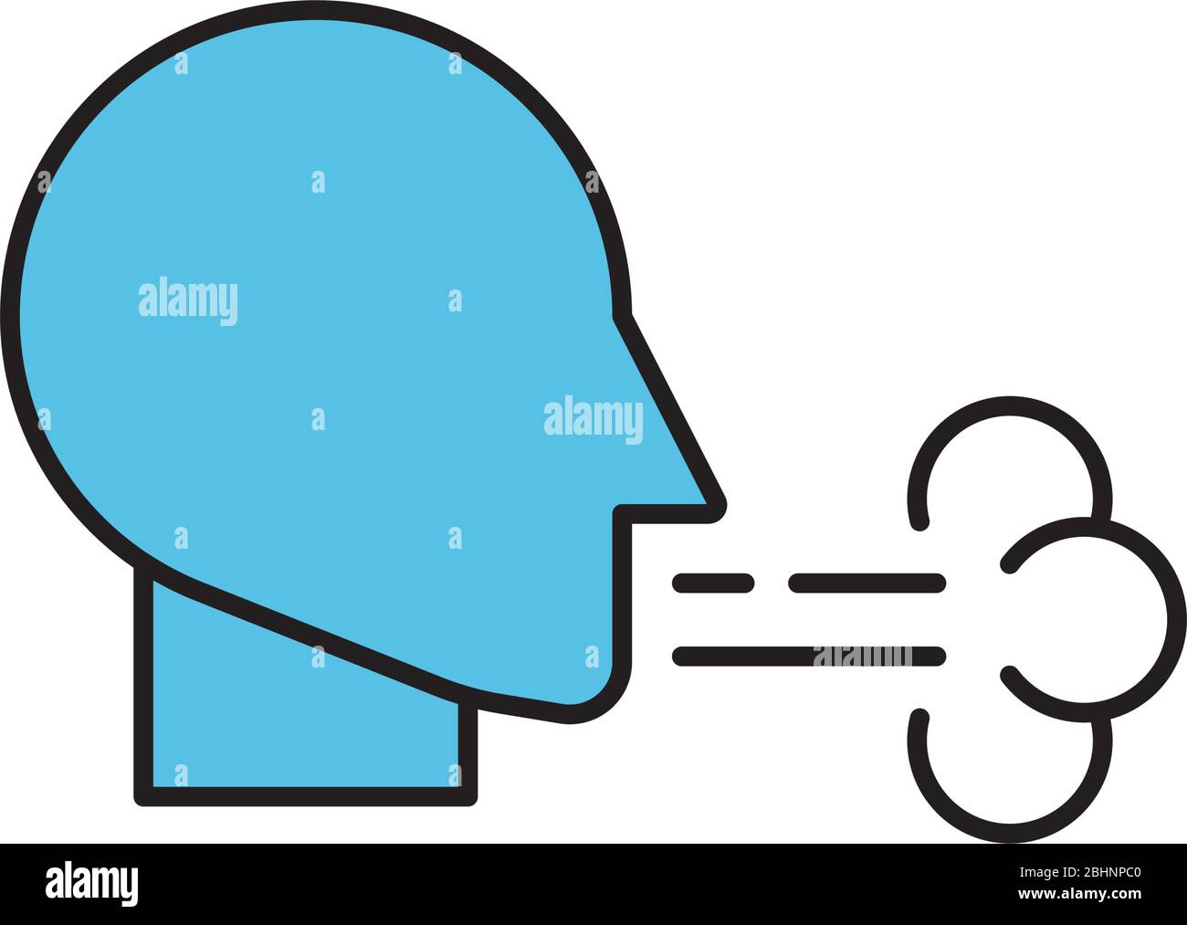 Human cough vector icon symbol sick isolated on white background Stock ...