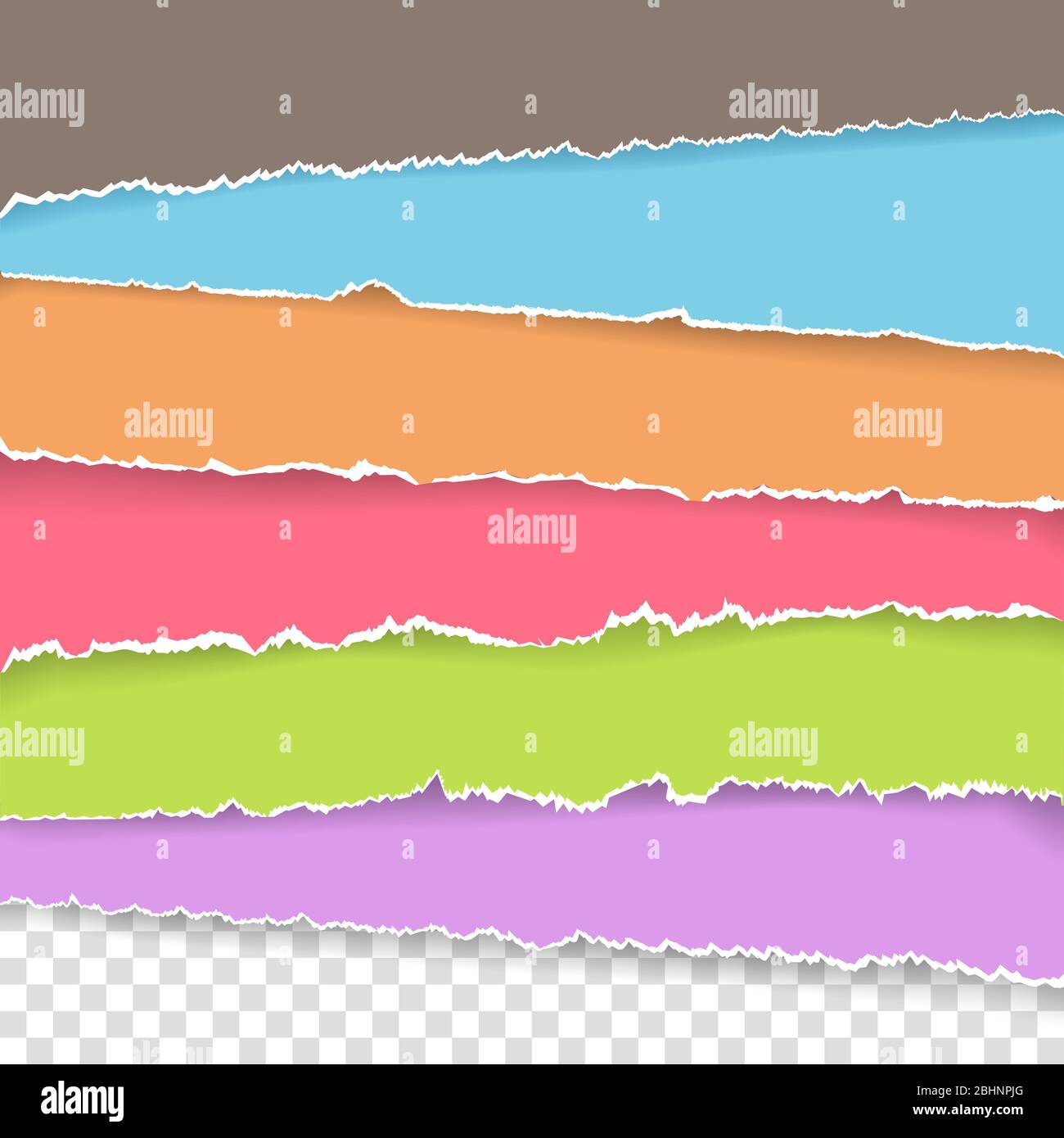 Set of vector paper dividers with rough edges. Torn paper pieces with ...