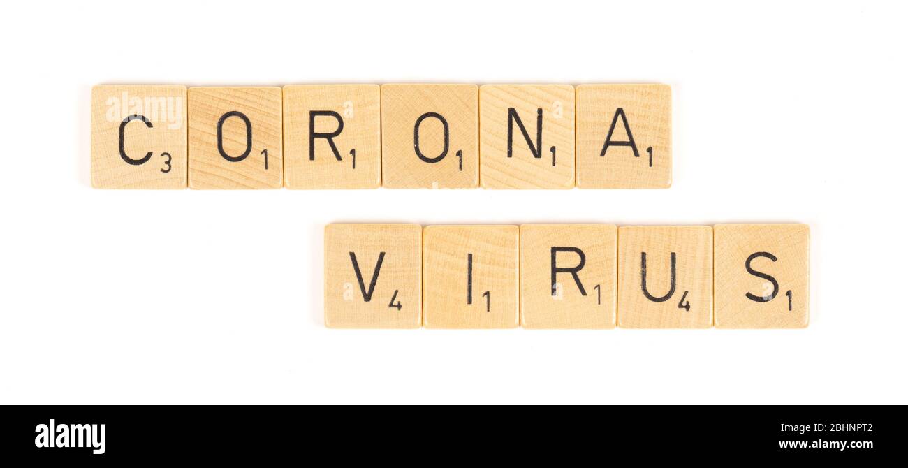 Corona virus letters, isolated on a white background Stock Photo - Alamy