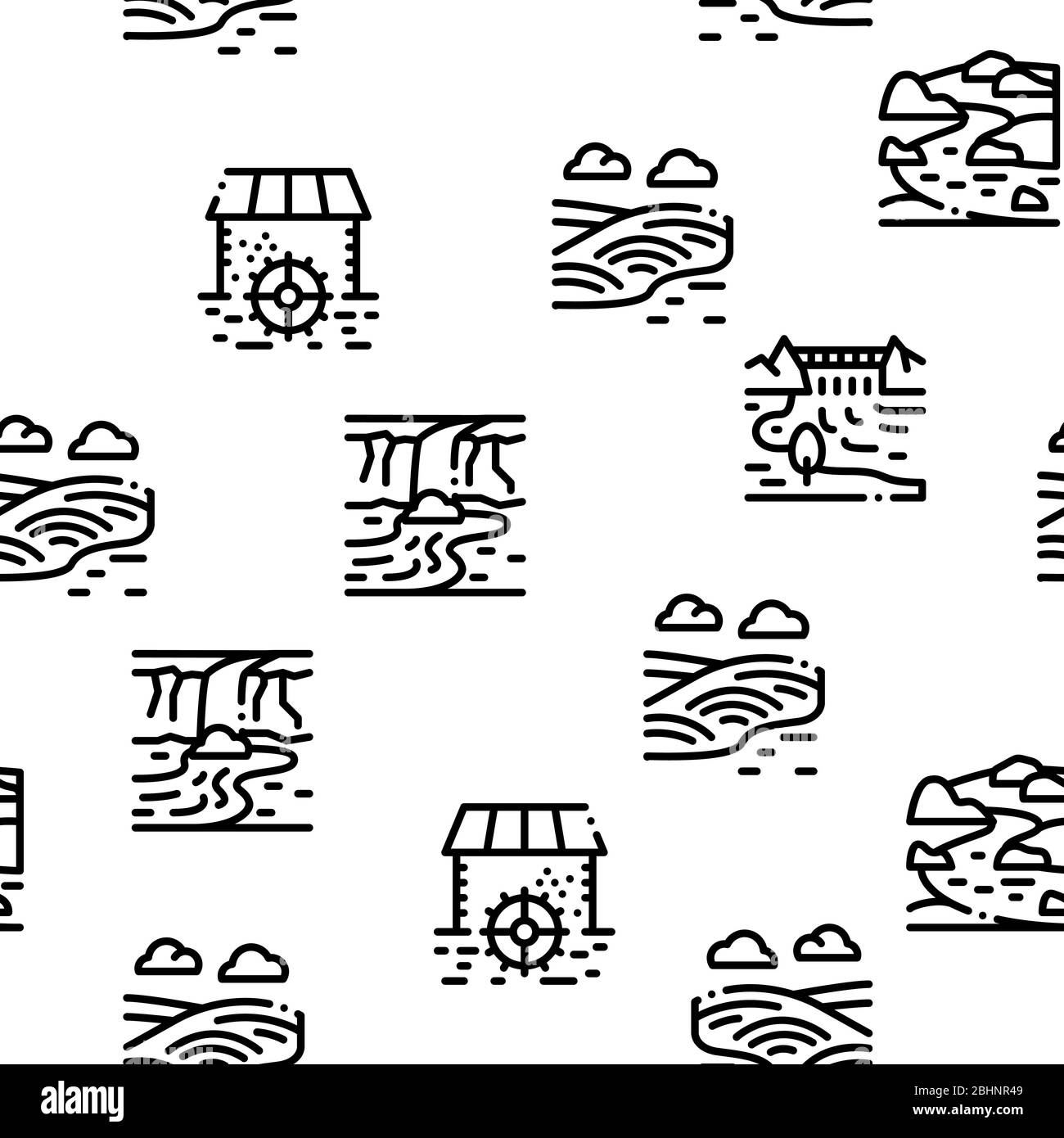 River Landscape Seamless Pattern Vector Stock Vector Image & Art - Alamy