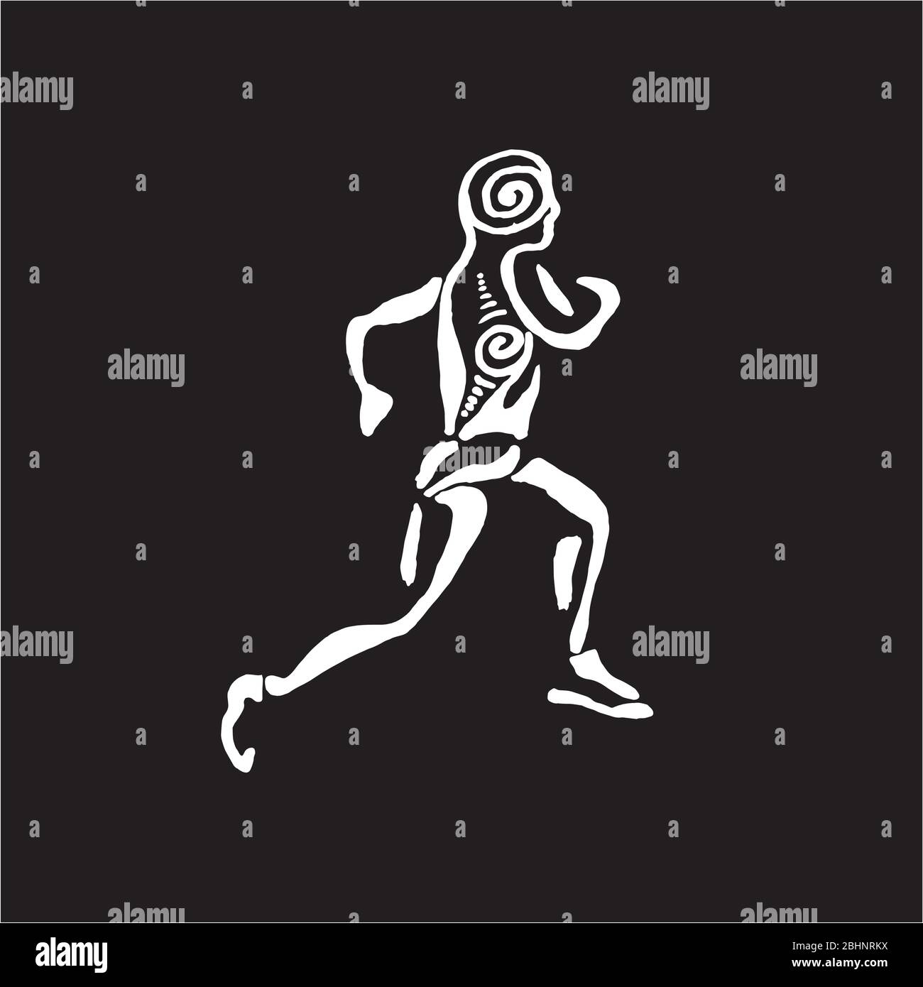 Illustration of a running man with a spiral ornament. Healthy lifestyle ...