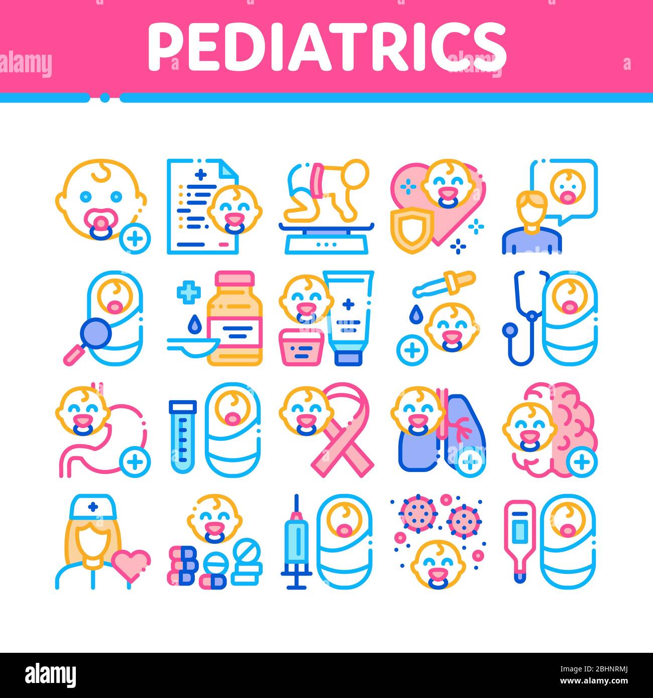 Pediatrics Medical Collection Icons Set Vector Stock Vector Image & Art ...
