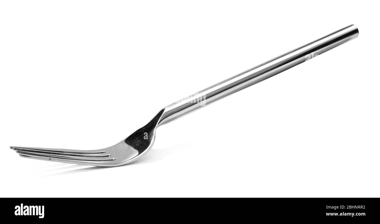 silver fork back on white background Stock Photo - Alamy