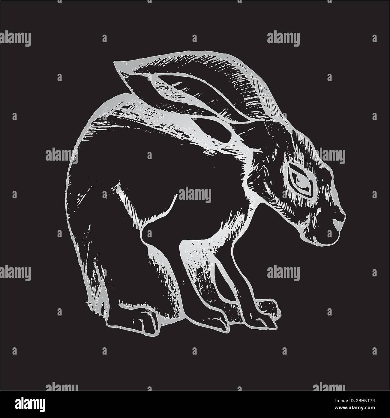 Illustration of a hare in the hatching style. Good animal Stock Vector ...