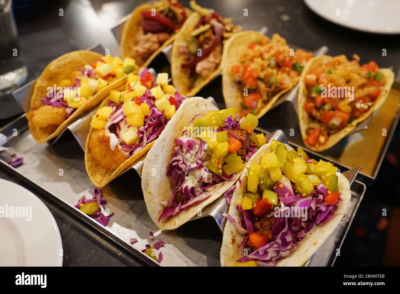Close up assorted Taco -Mexican food Stock Photo - Alamy