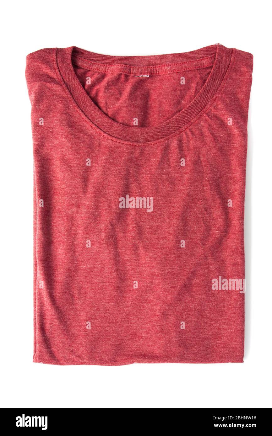 Red t-shirt on white background Stock Photo - Alamy