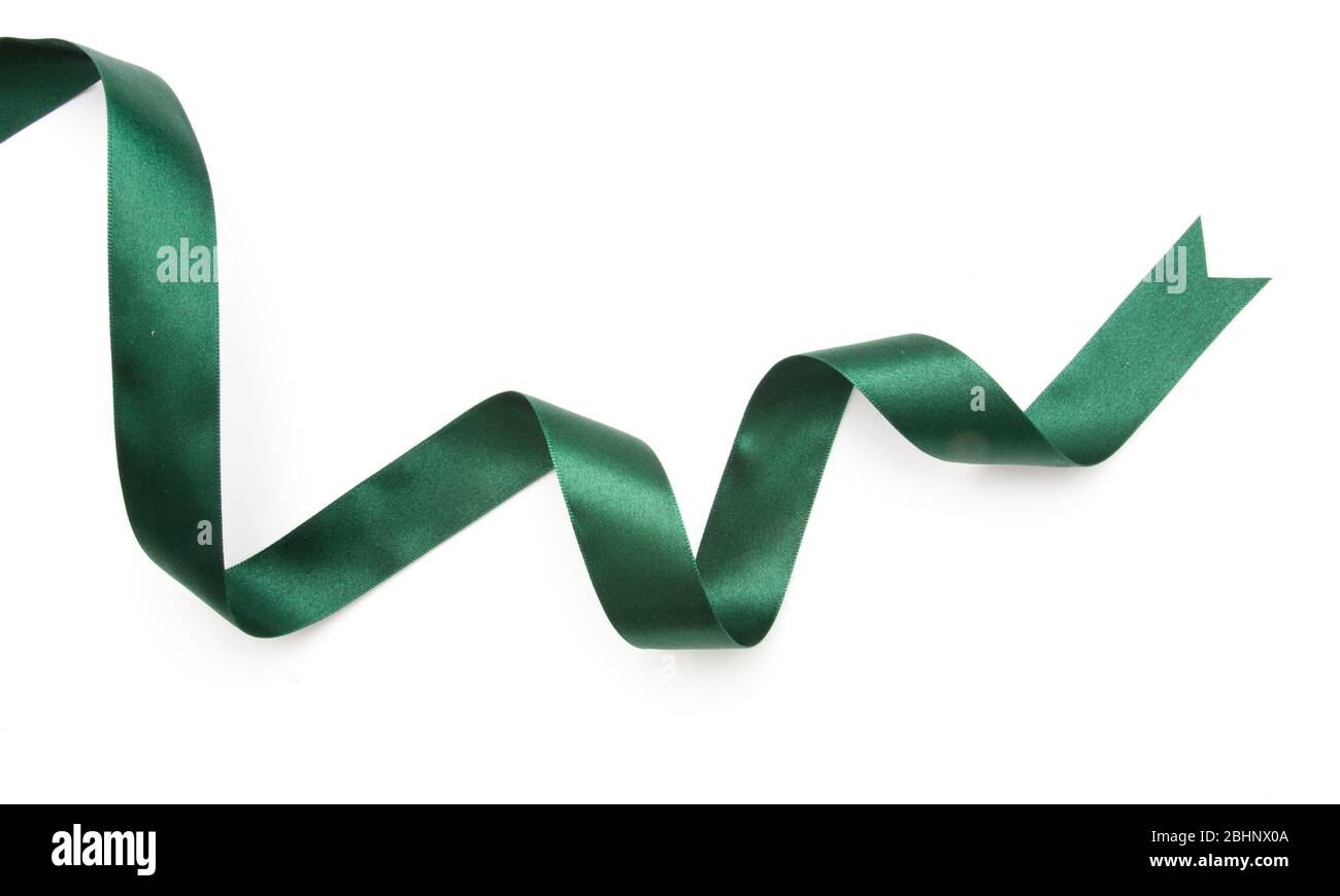 green ribbon border isolated on white background Stock Photo - Alamy