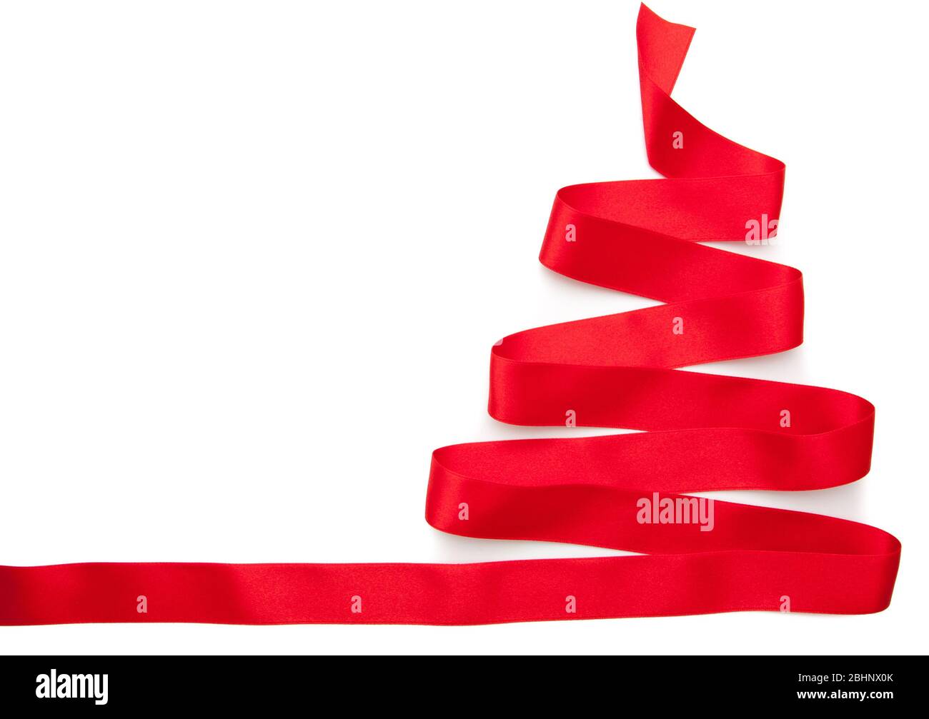 christmas tree made from red ribbon on white Stock Photo - Alamy